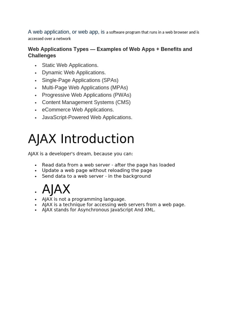 Gerneral Note About Web Develpment | PDF | Ajax (Programming) | World Wide Web