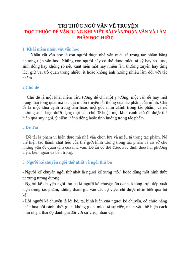 Ôn Thi TN 12tri Thức NV Về Truyện | PDF