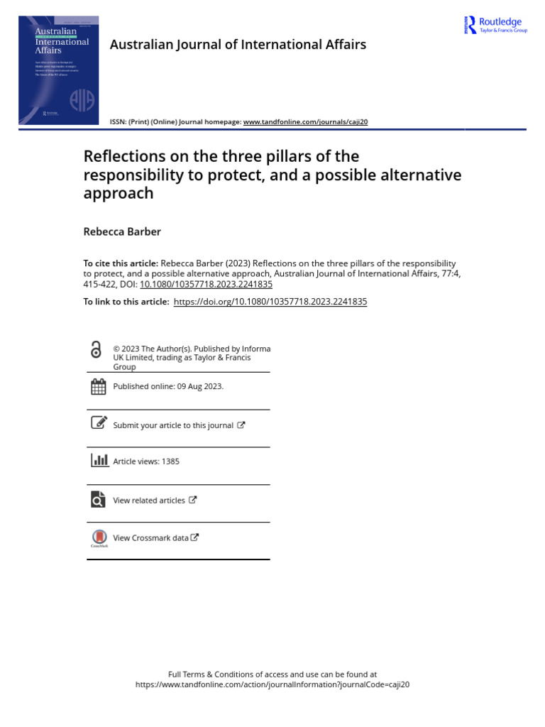 Reflections On The Three Pillars of The Responsibility To Protect, and ...