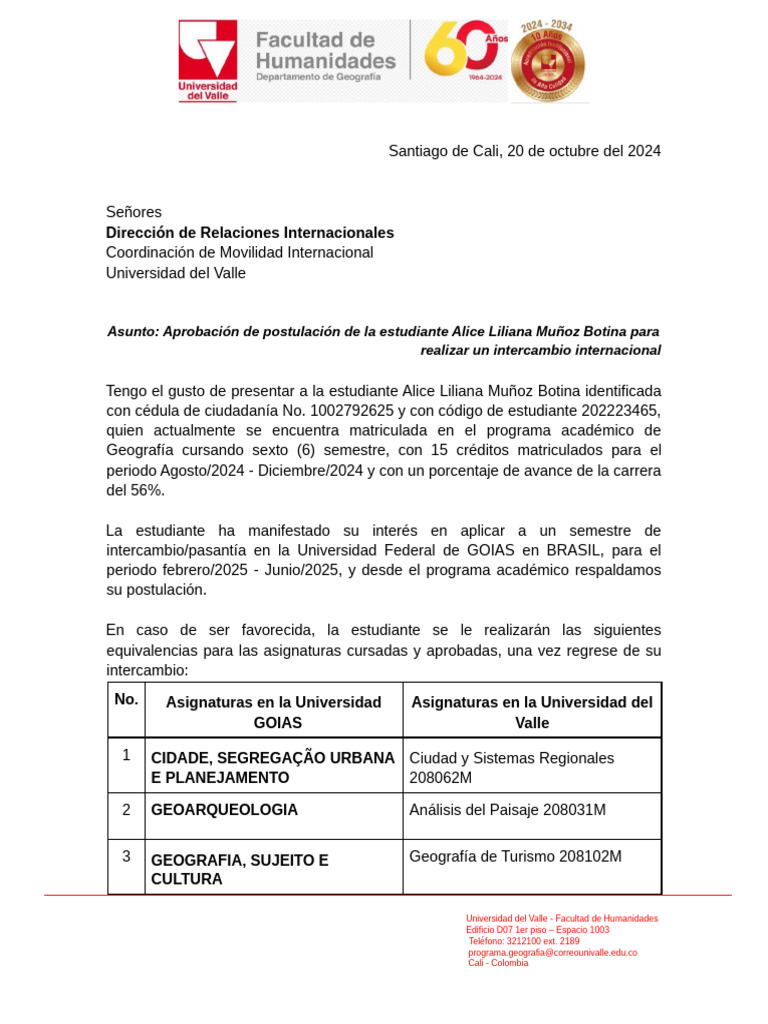 PG 122 - 2024 Intercambio Estudiantil Alice Muñoz | PDF | Educación en ...