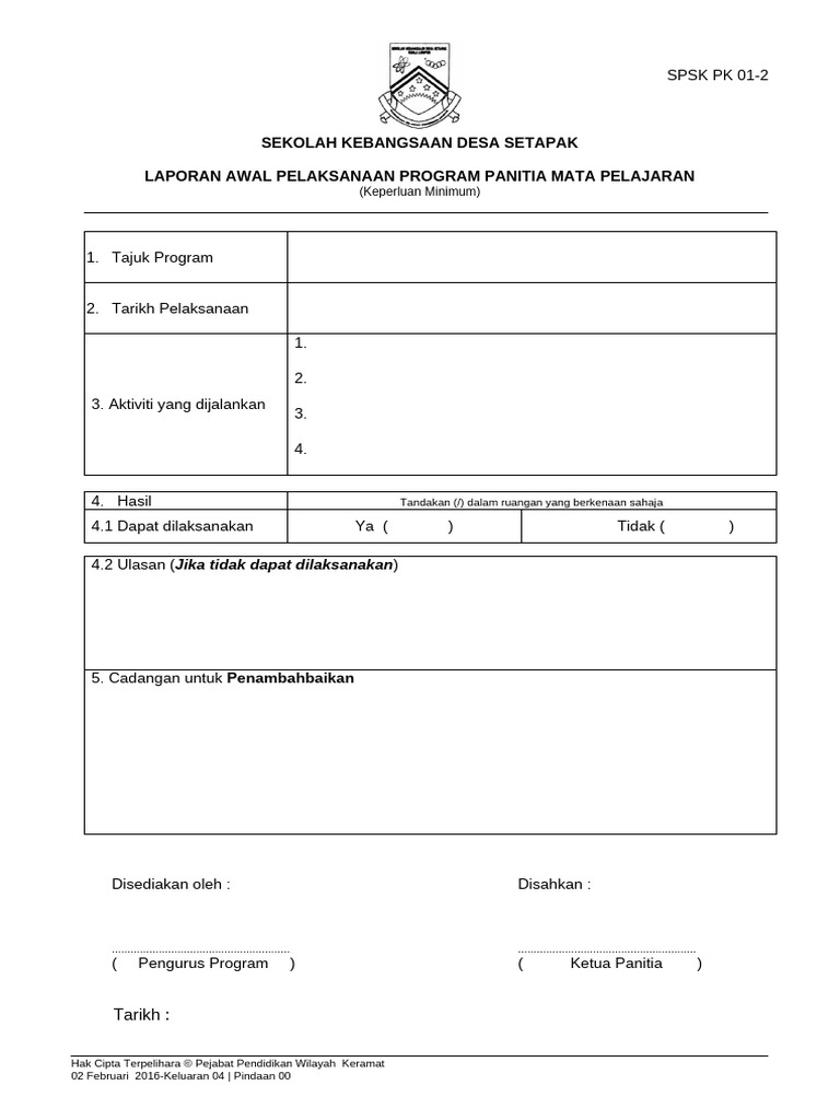PK 01 2 Laporan Pelaksanaan Program Panitia MP | PDF