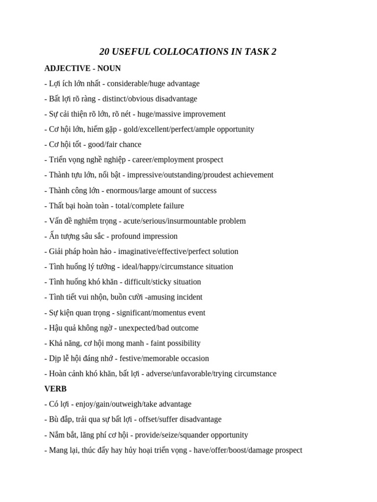 20 Useful Collocations in Task 2 | PDF