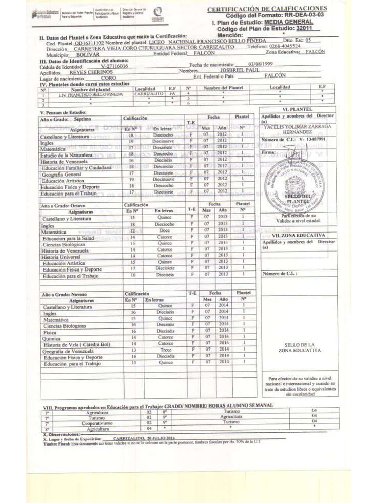 5 - Récord Académico de Notas Certificadas | PDF
