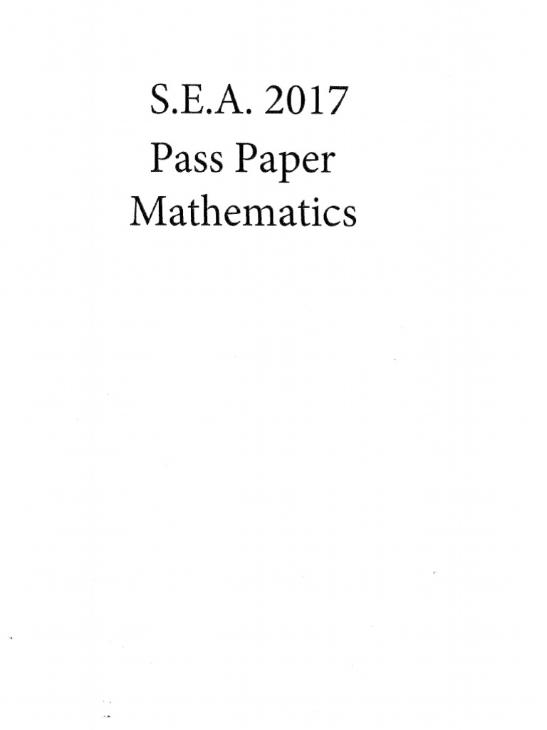 SEA Past Paper 2017 | PDF