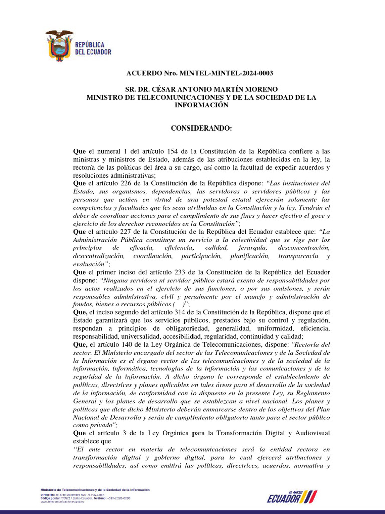 EGSI V3 ACUERDO Nro. MINTEL-MINTEL-2024-0003 - BQ | PDF | La seguridad ...