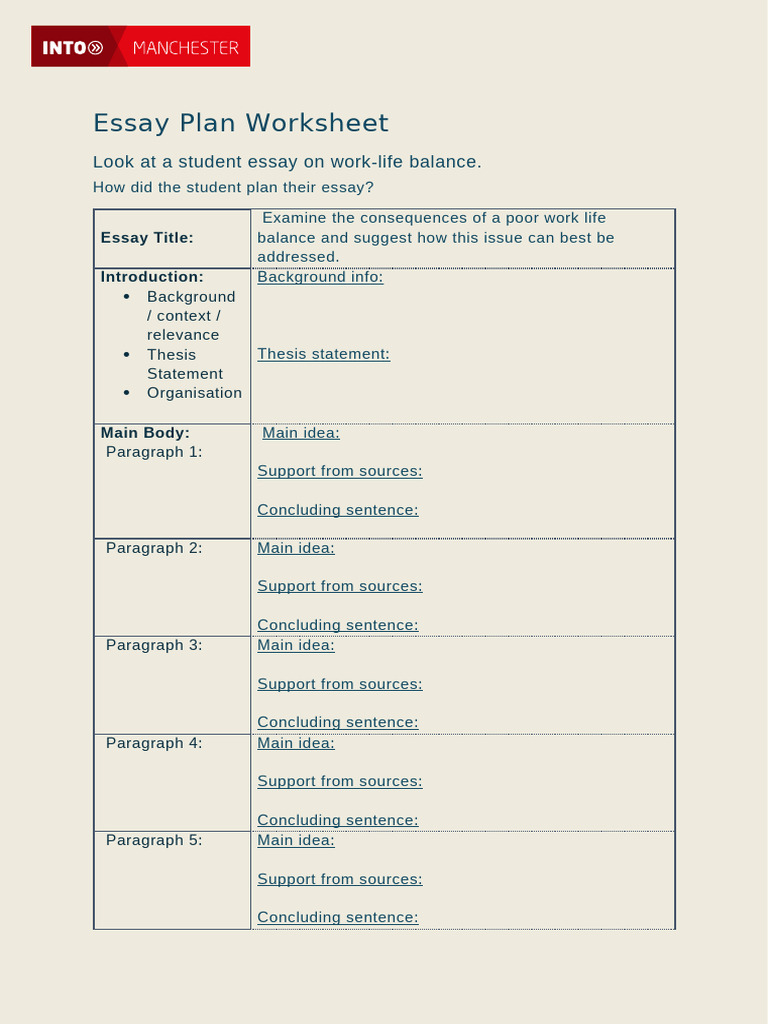 W9L2 Essay Plan Template | PDF