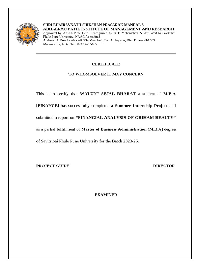 SIP College Certificate 23-25 | PDF