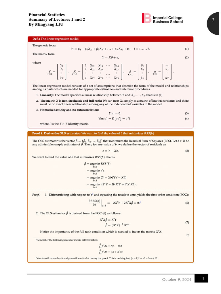 Summary of Lectures 1 and 2 | PDF