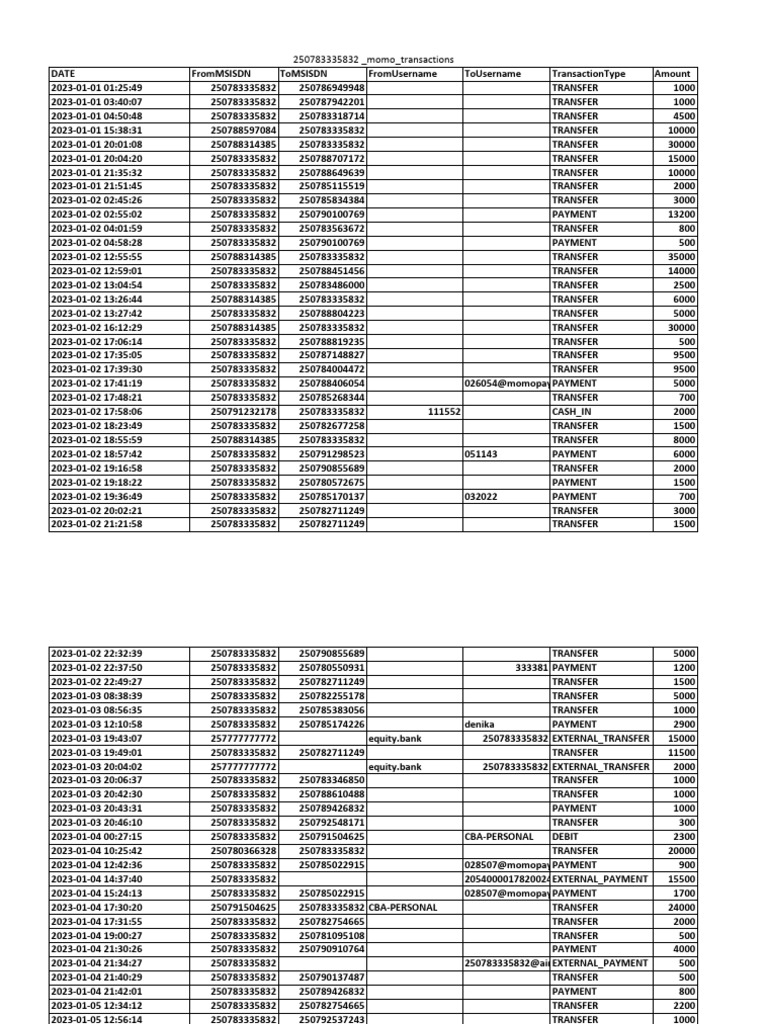 Momo Transactions | PDF | Banking Technology | Financial Services