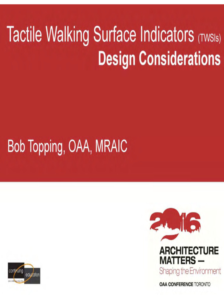 Tactile Walking Surface Indicators Design Considerations | PDF ...