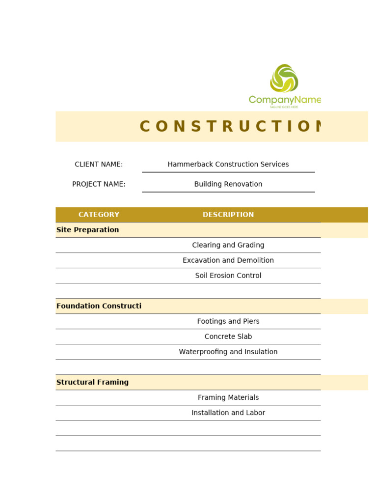 Construction Quote Template | PDF | Architectural Design | Architecture