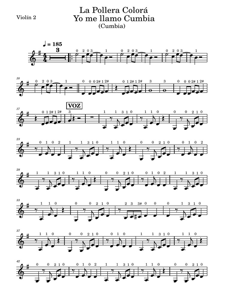 LA POLLERA COLORÁ, YO ME LLAMO CUMBIA-Violín - 2 | PDF