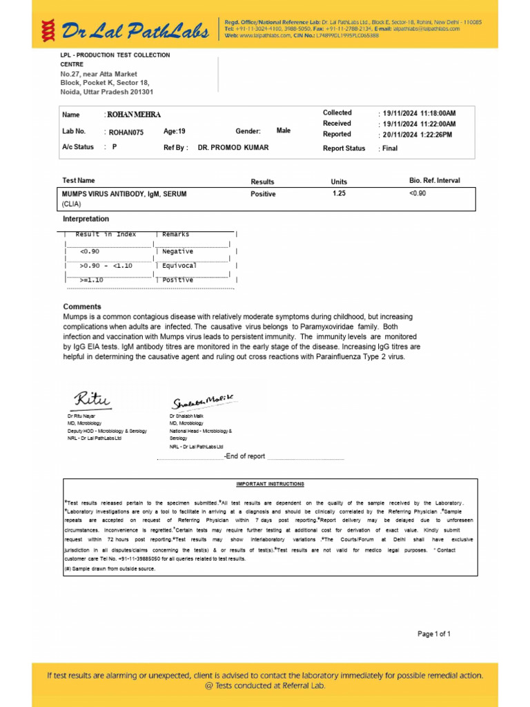Medical Report | PDF | Serology | Infection