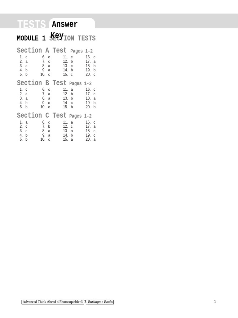 Module 1 Test Answers and Key | PDF
