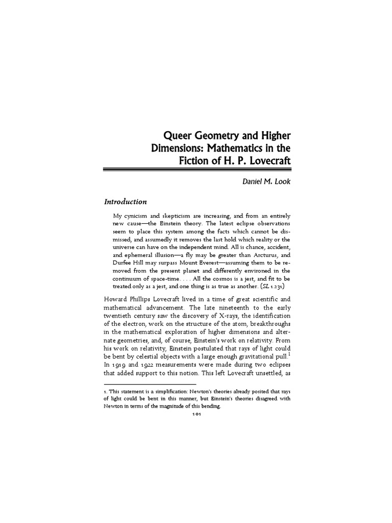 Daniel M Look Queer Geometry and Higher Dimensions Mathematics in The ...