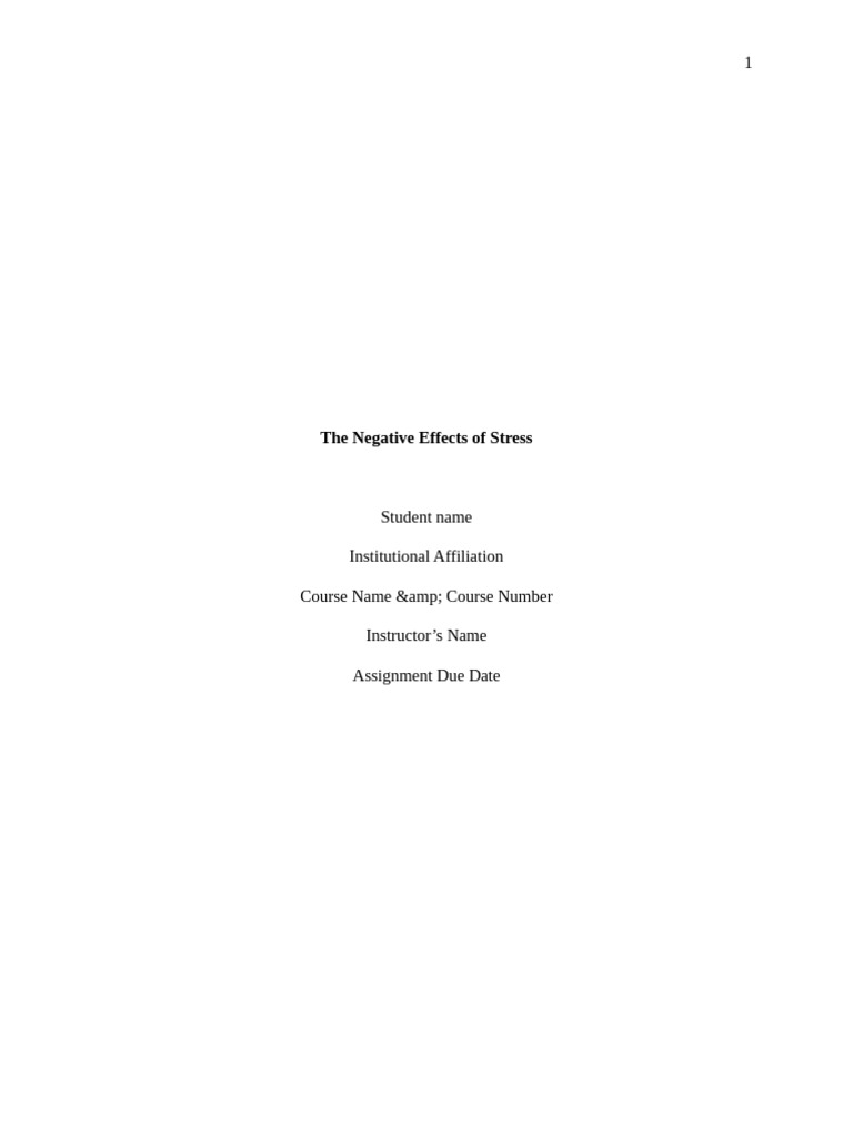 The Negative Effects of Stress | PDF | Stress (Biology) | Mood (Psychology)