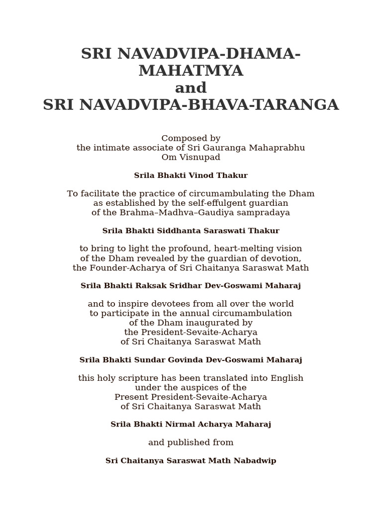 Navadvipa-Dhama Mahatmya Guide | PDF