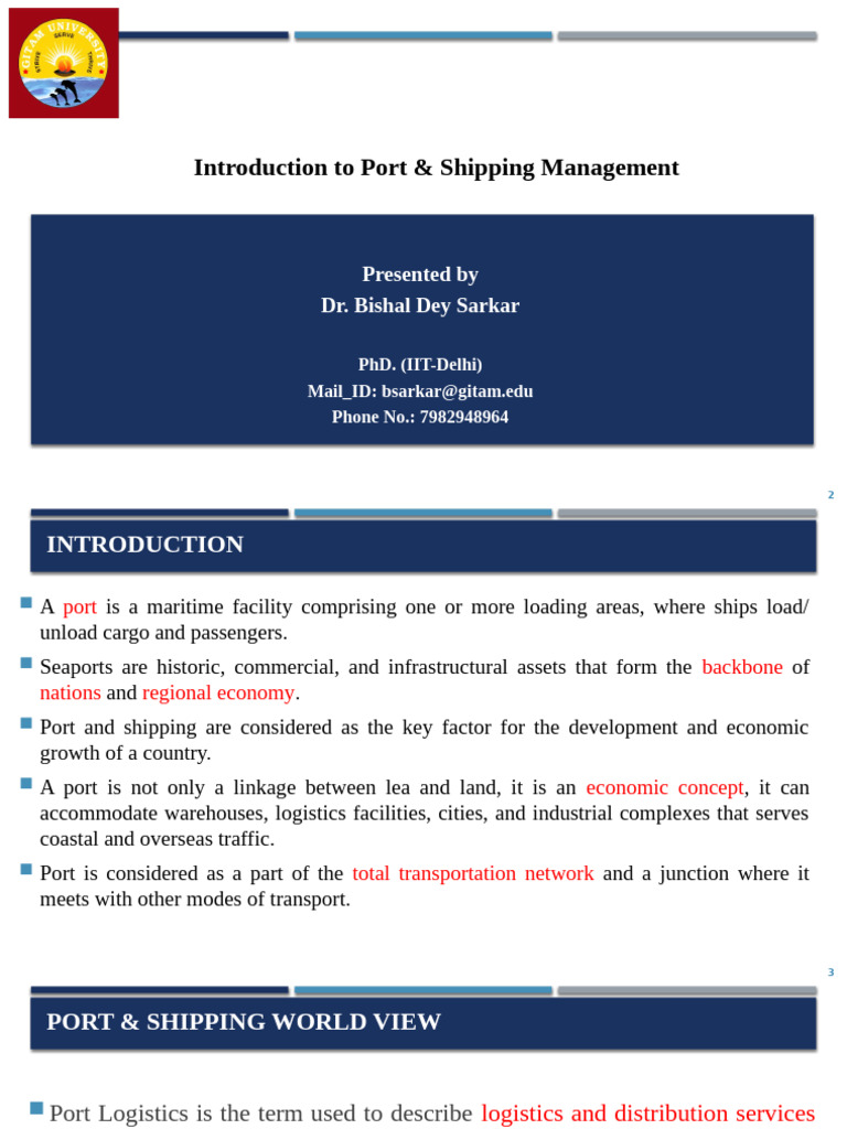 L1 - Introduction To Port Shipping Management | PDF | Port | Transport