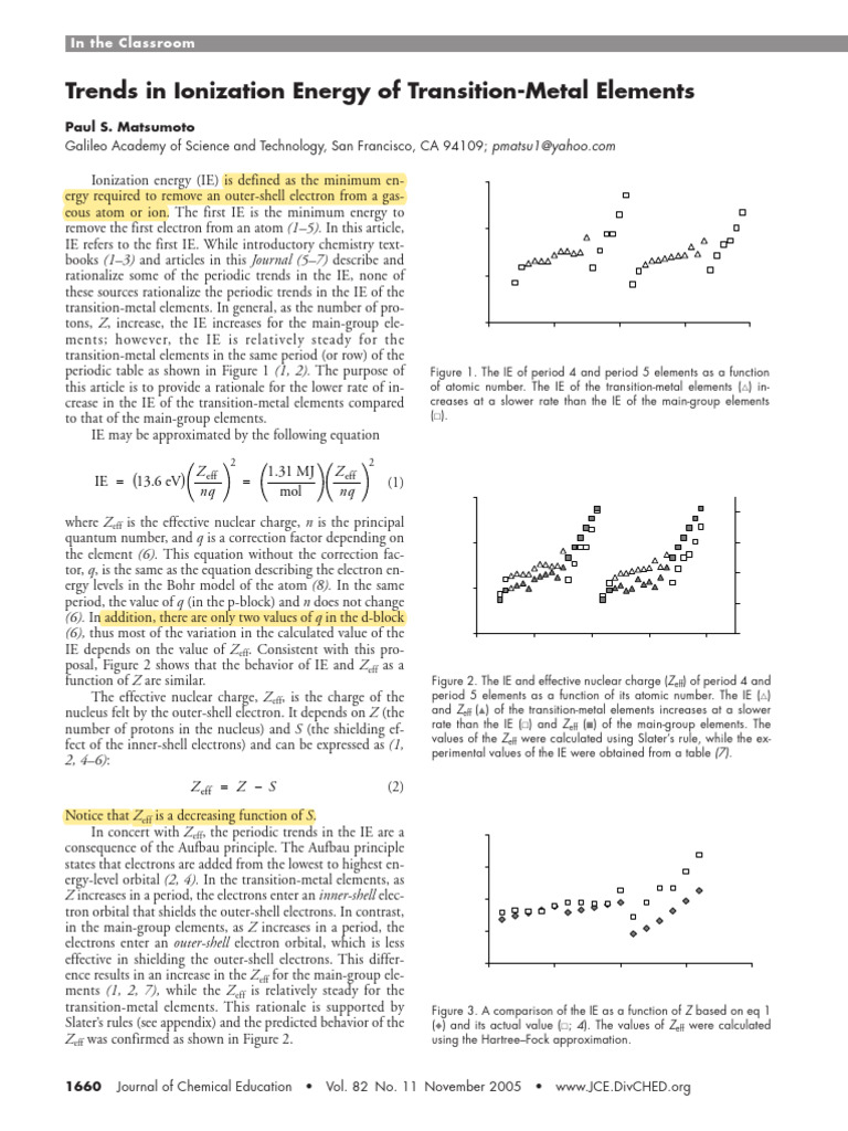 5 - Trends in Ionization Energy | PDF | Electron Configuration ...