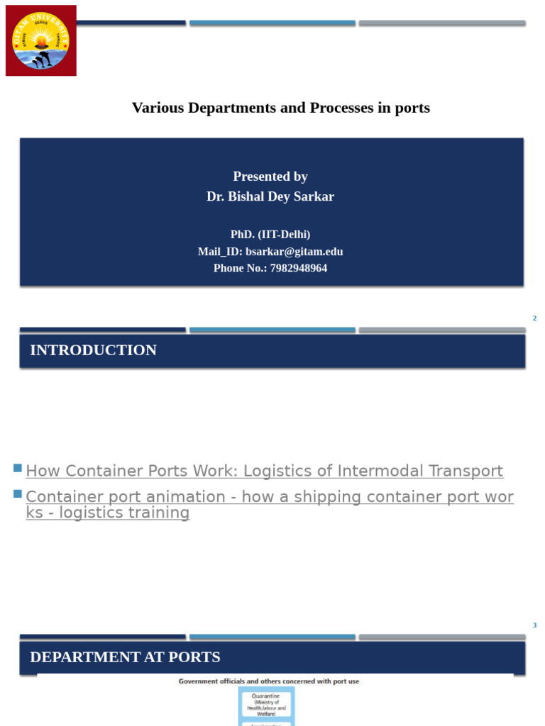 L4 - Various Departments and Processes in Ports | PDF | Port | Transport