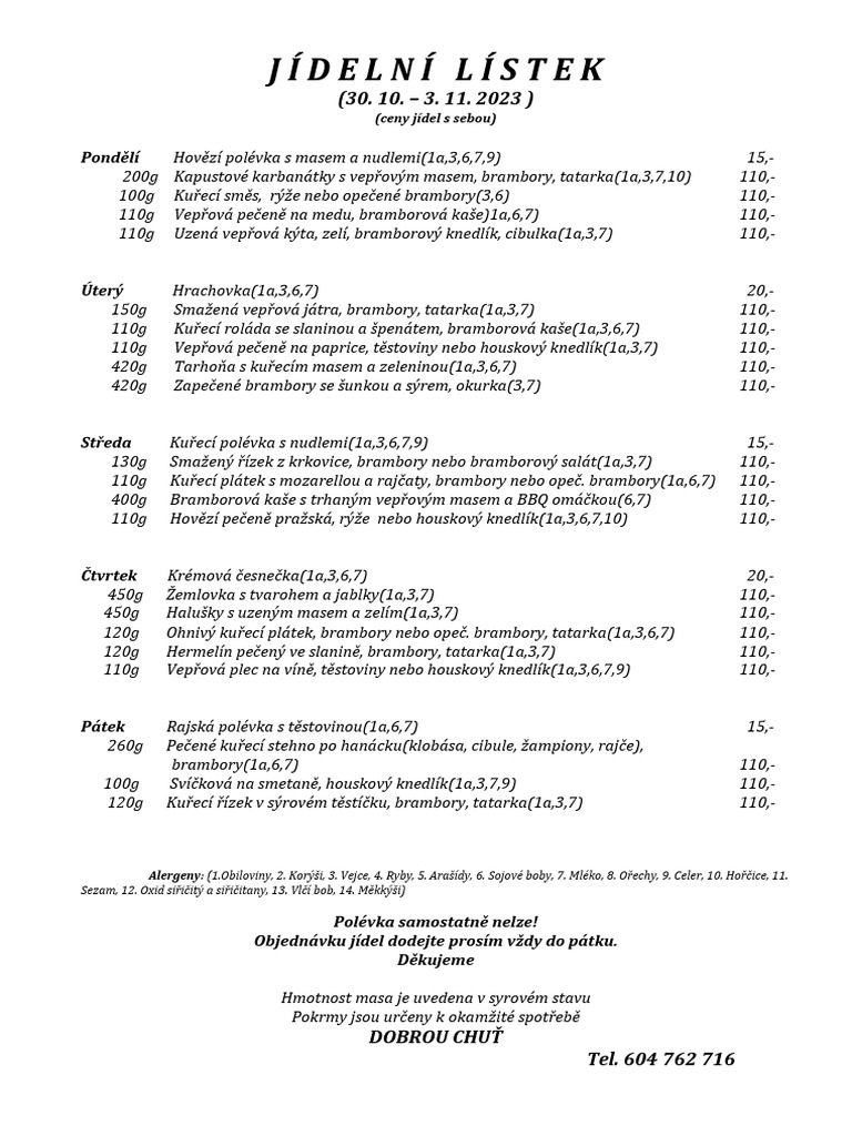 Jídelní Lístek | PDF