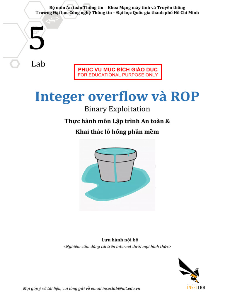 Lab 5 - Integer Overflow ROP | PDF Lab 5 - Integer Overflow ROP | PDF