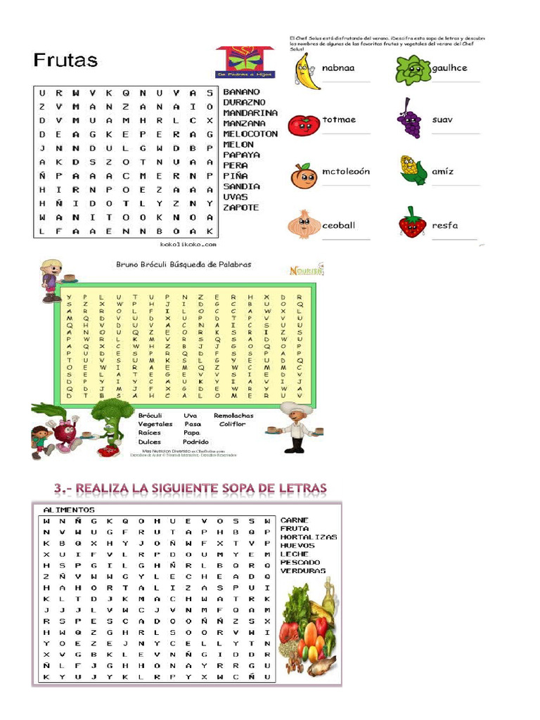 Sopa Letras Nutricion | PDF