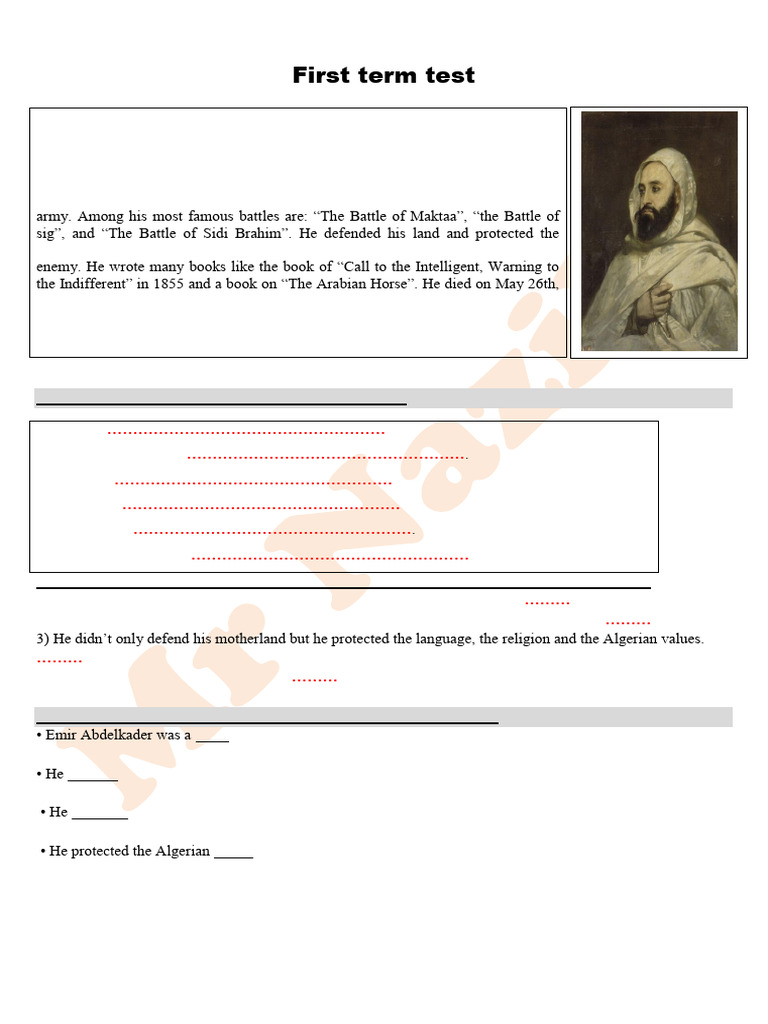 Test 01 - Emir Adelkader | PDF | Algeria | Abrahamic Religions