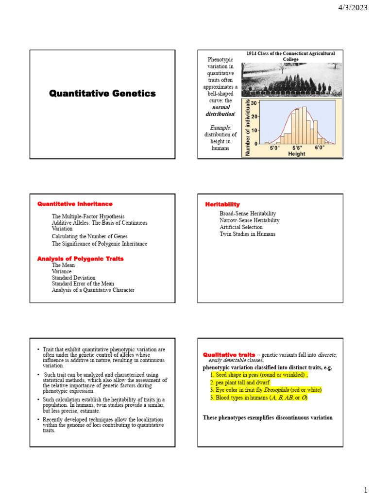 Quantitative Genetics Polygenic Traits | PDF | Quantitative Trait Locus ...