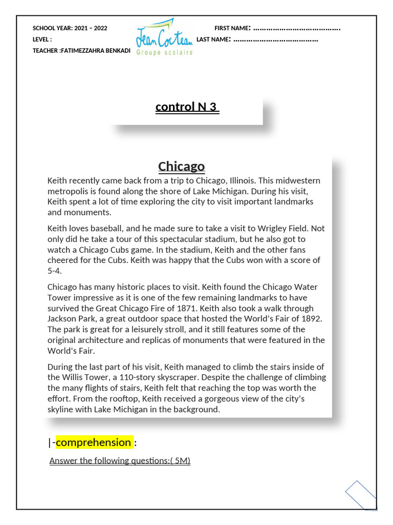 exam 1ac 2ac | PDF | Chicago | Wrigley Field