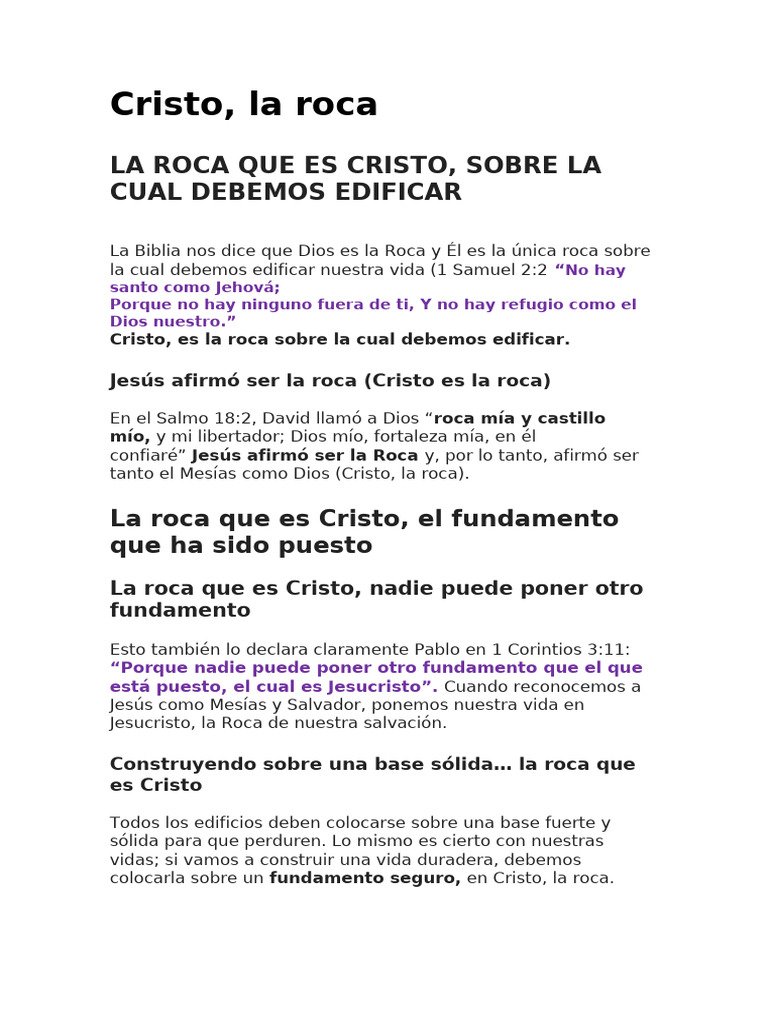 Cristo, la roca de nuestra salvación | PDF | Cristo (título) | Fe