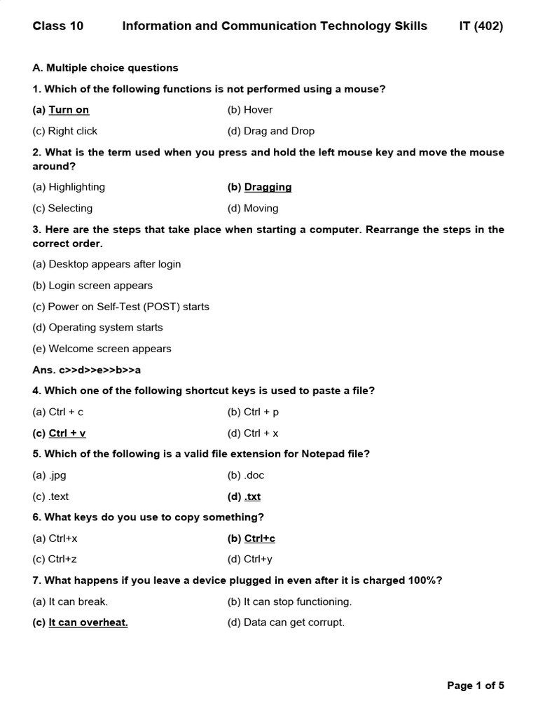 Chapter - Information and Communication Technology Skills Class 10 ...