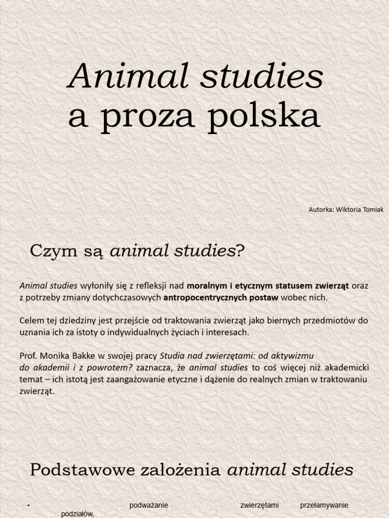 Animal Studies A Proza Polska | PDF