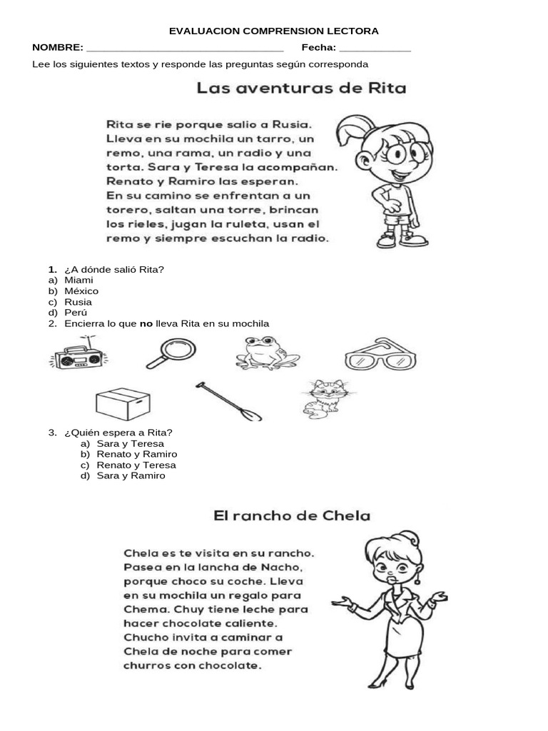Evaluacion Comprension Lectora | PDF