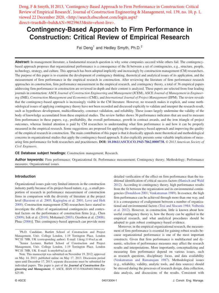 Contingency Approach To Construction | PDF | Methodology | Validity ...