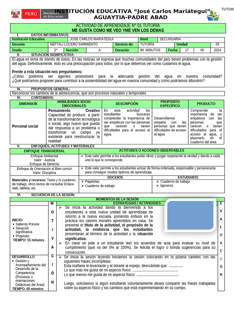 Sesion01 U3 Jocama | PDF | Adolescencia | Aprendizaje