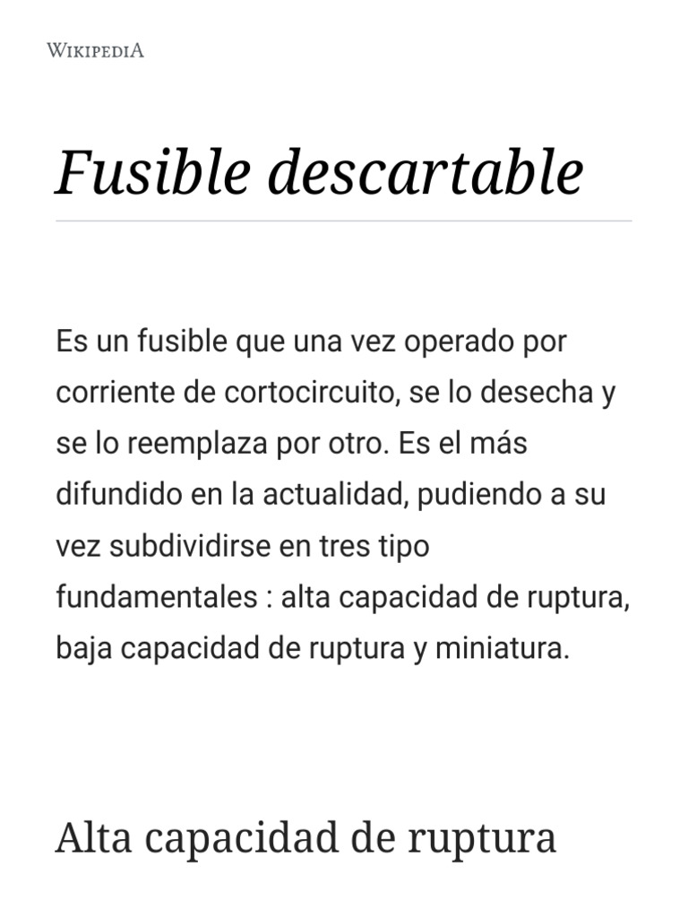 Fusible Descartable - Wikipedia, La Enciclopedia Libre | PDF | Fusible ...