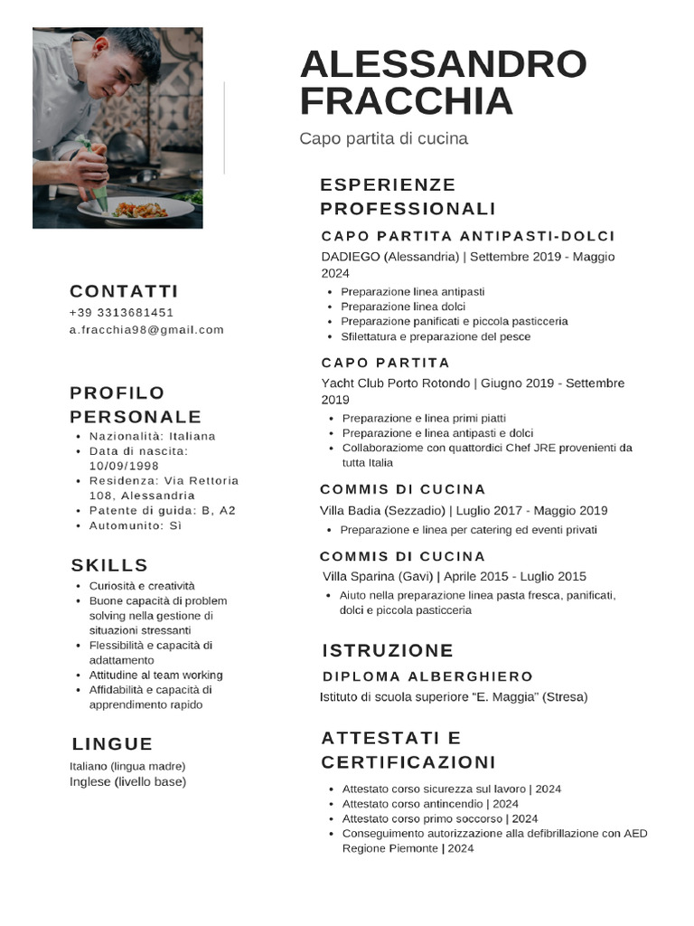 CV Alessandro Fracchia | PDF