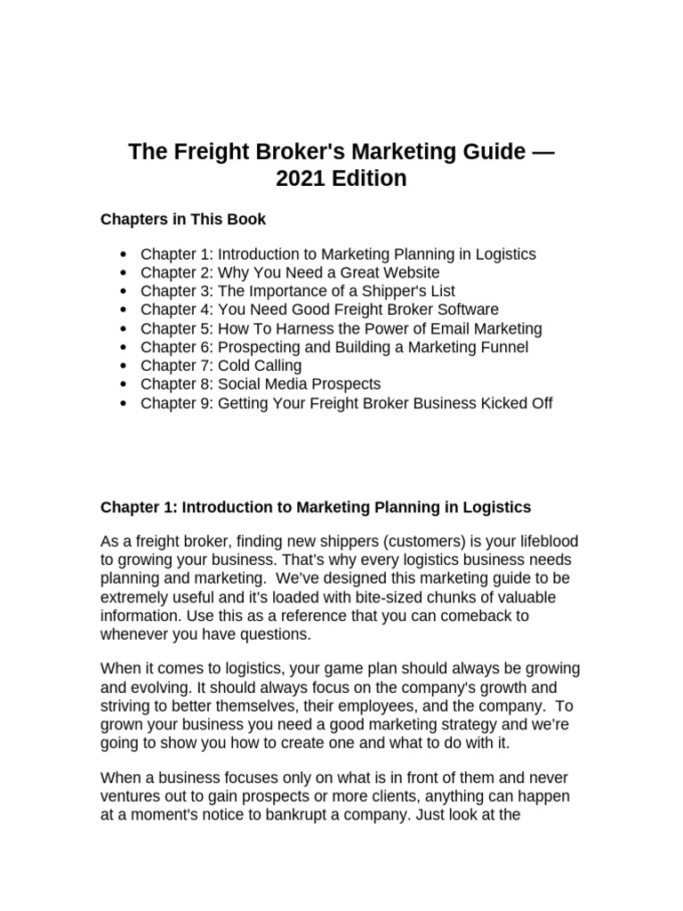 Freight Broker Marketing Guide-V1 | PDF | Cargo | Marketing