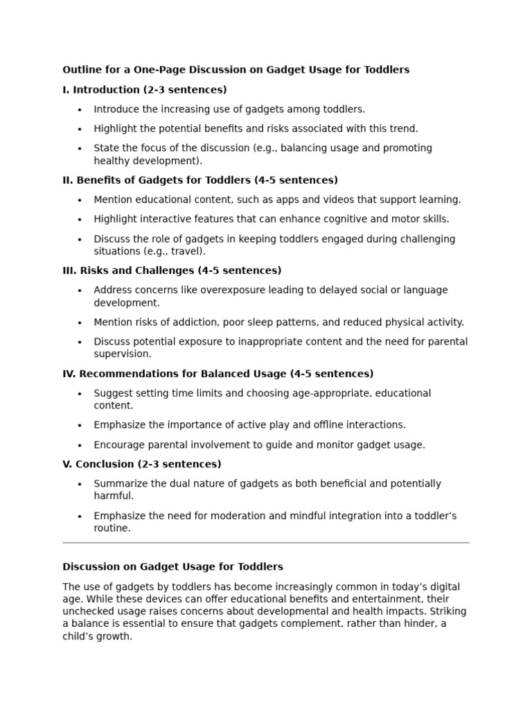 Toddler Gadget Usage: Benefits & Risks | PDF | Toddler | Behavioural ...