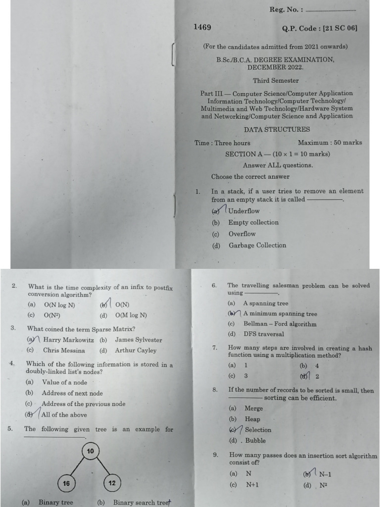 BCA Data Structures QP (Dec 2022) | PDF