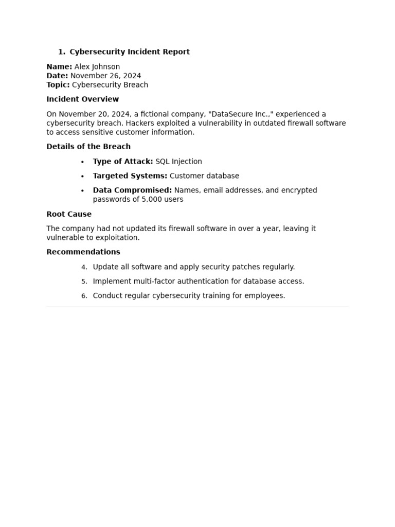 Cybersecurity Incident Report | PDF