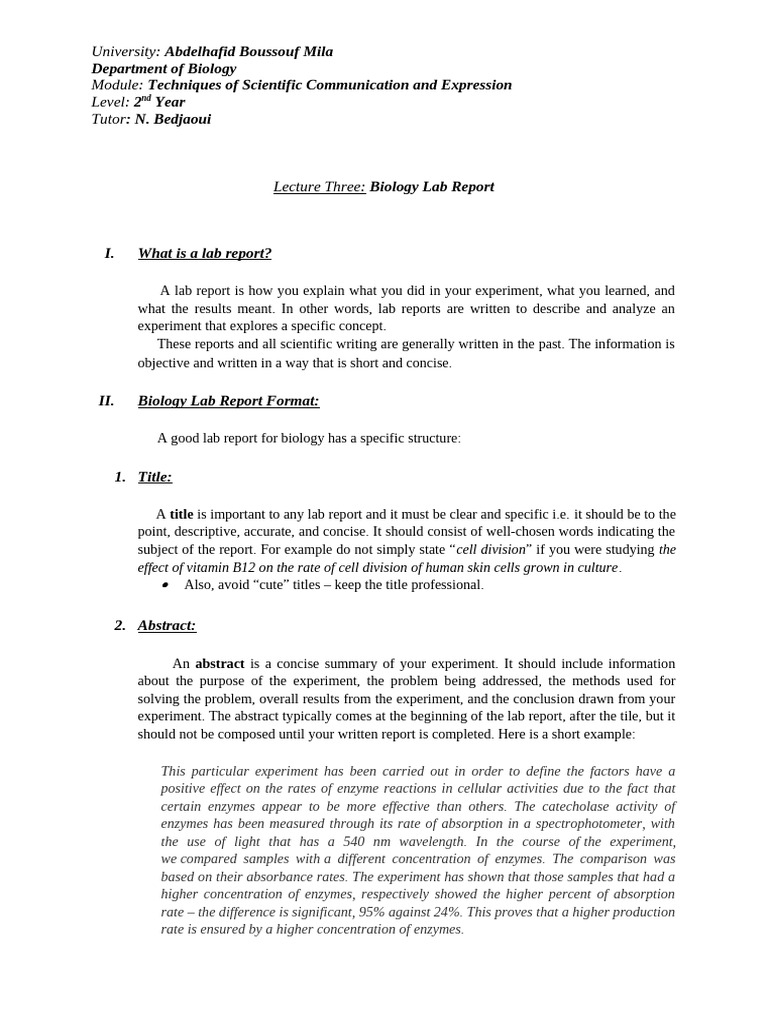 Lecture Four 1 | PDF | Experiment | Enzyme