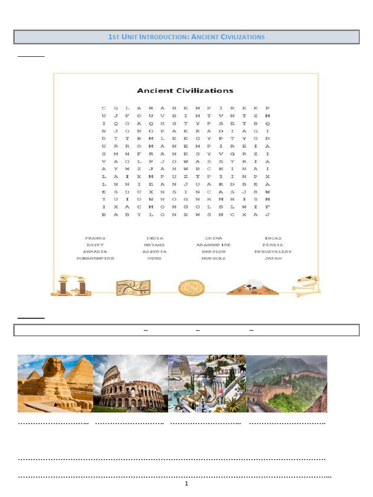Handout - Unit Introduction & Project Anouncement - Ancient ...