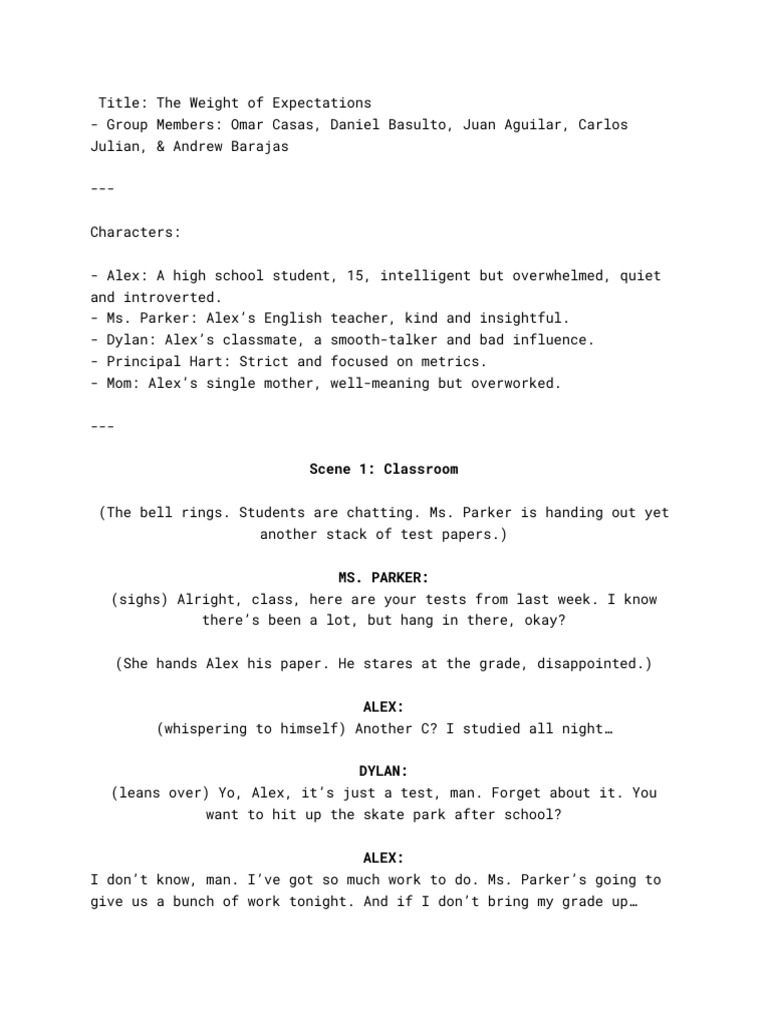 (SCRIPT) The Weight of Expectations | PDF