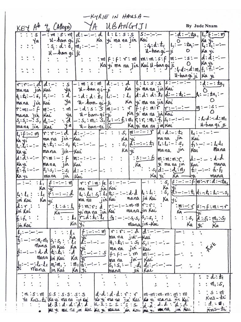 Ya Ubangiji - Jude Nnam (Ab) | PDF