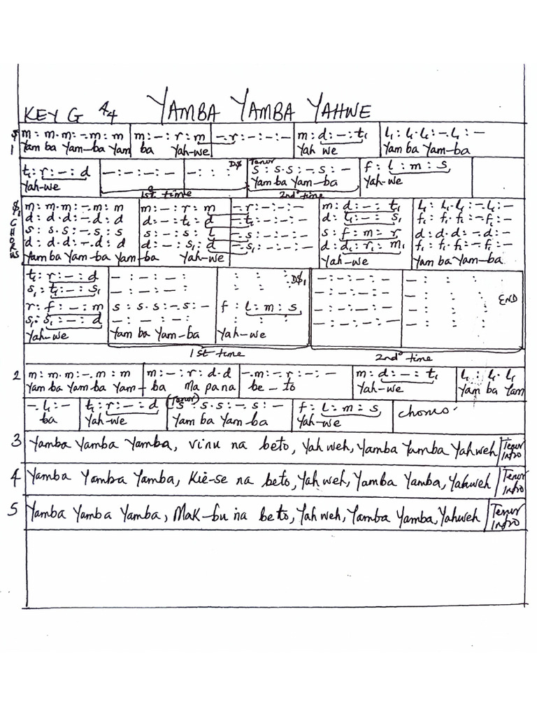 Yamba Yamba Yahweh (G) | PDF