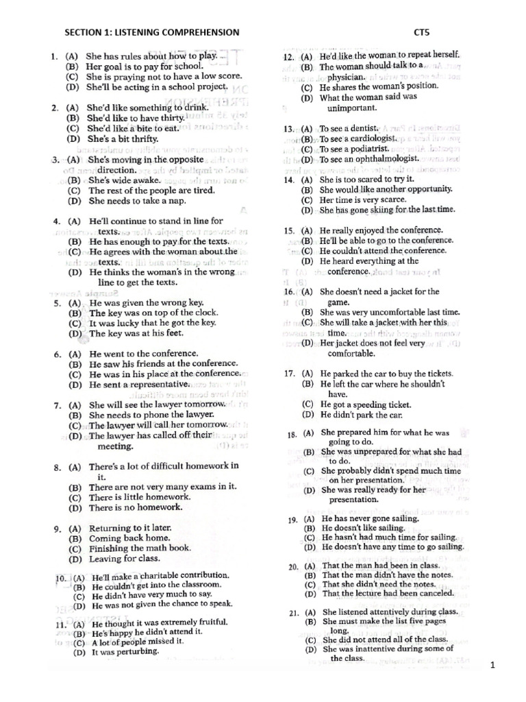 TOEFL Ct5-1st Partpdf | PDF