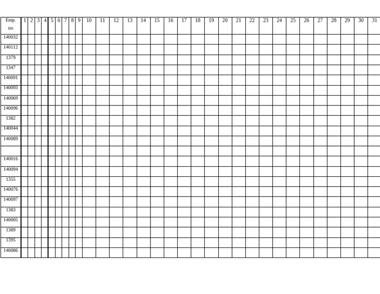 Emp. No 140032 140112 1379 1347 140091 140093 140069 140096 1382 140044 ...