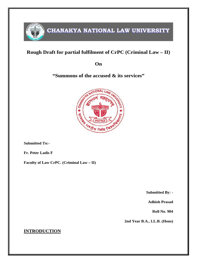 Rough Draft of IPC | PDF | Summons | Criminal Procedure In South Africa